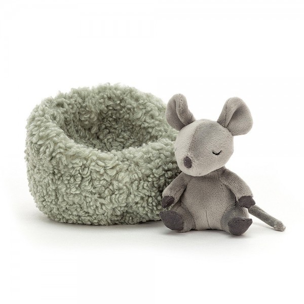 Jellycat Hibernating Mouse. Cuddly grey velour mouse nestled in his own ...
