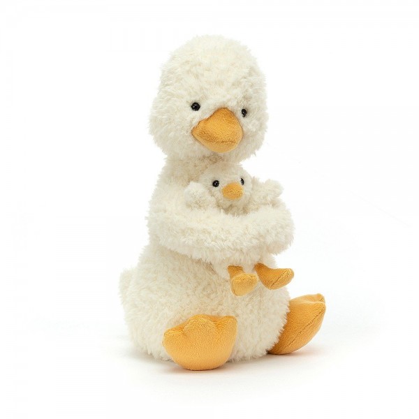 Jellycat Huddles Duck. Mother hugging her baby duckling. Cuddly soft ...