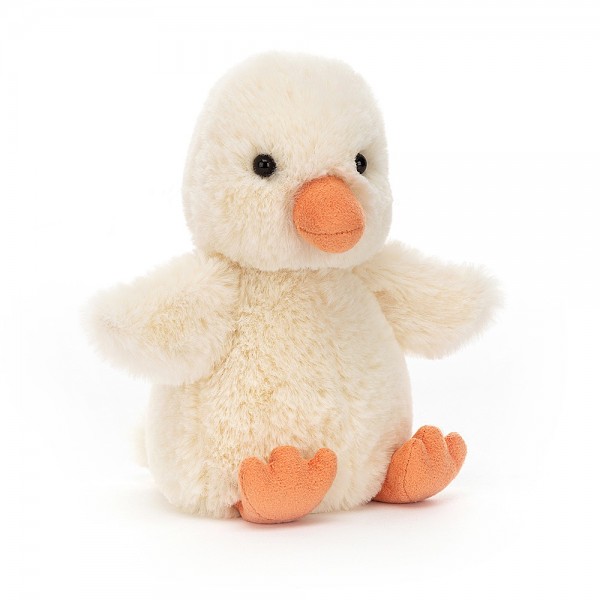 Jellycat Nippit Duck. Soft woven pale yellow plush duckling. Orange ...