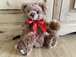 Deans teddy bear Stanley. Fully jointed, orange brown plush Bright red ...