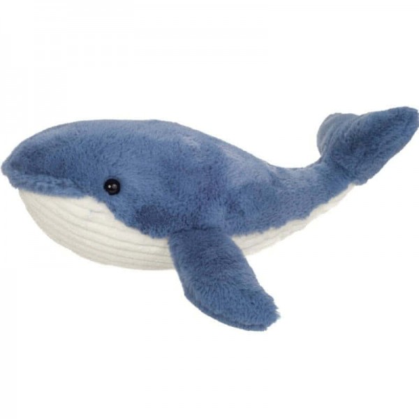Hermann Original, Waltraud the Whale. Soft blue and while woven plush.